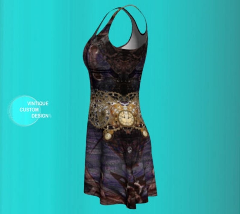 Steampunk Dress Flare Dress Skater Mini Dress Steam Punk Dress Cyber ...