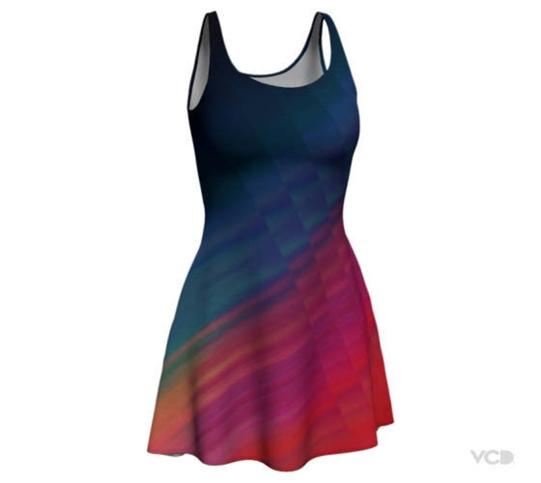 Rainbow Ombre Bodycon Dress: Fit & Flare Rave Festival Dress - Etsy