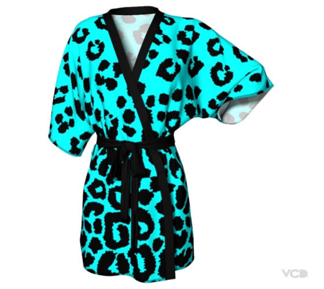 Leopard Cheetah Print KIMONO ROBE Womens Kimono Robe PEIGNOIR Robe ...