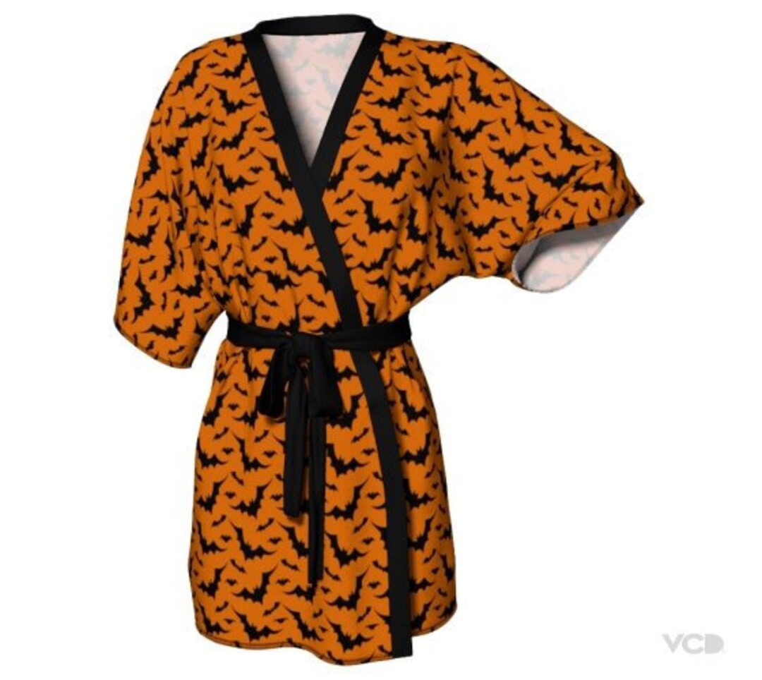 Womens Halloween Kimono Robe: Bat Print Luxury Robe - Etsy