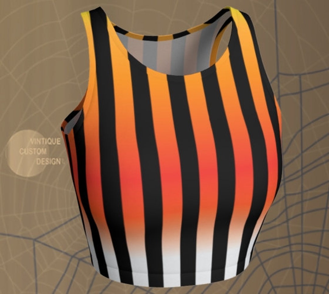 Referee Jail Crop Top HALLOWEEN Costume Women's Striped Halloween ...