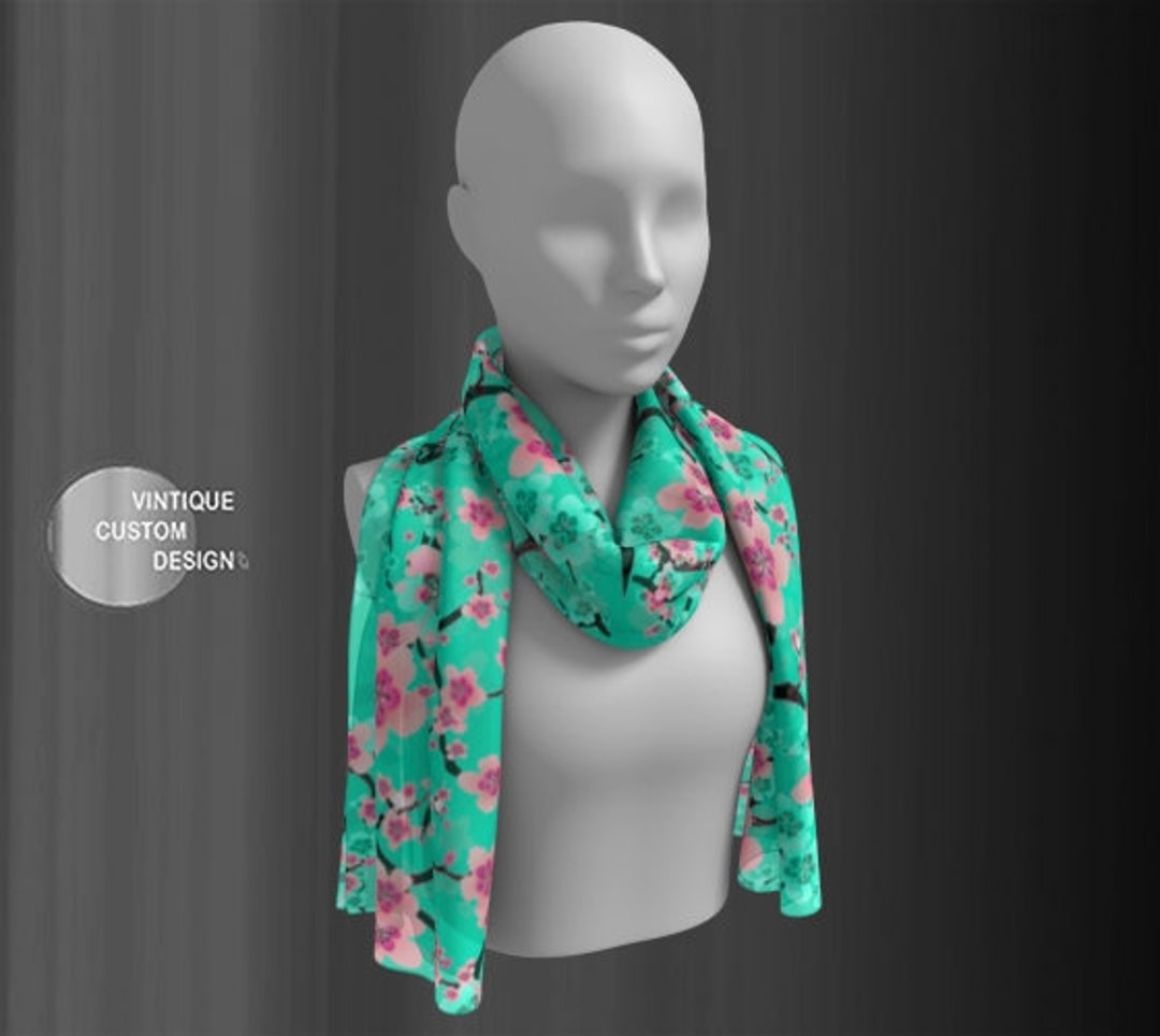Women's Floral Cherry Blossom SCARF Womens SCARVES Square or Long Scarf ...