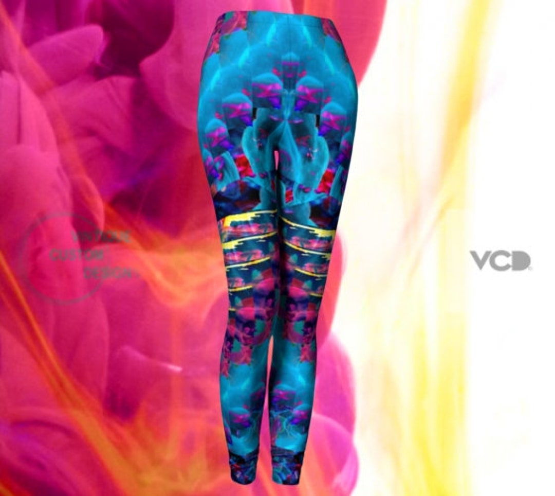 VAPORWAVE Leggings YOGA LEGGINGS Trippy Psychedelic Printed Leggings ...