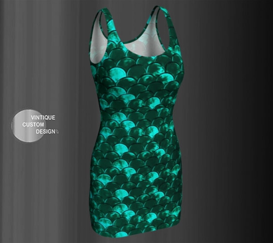 Mermaid DRESS Women's Mermaid Fish Scale Designer Fashion Art Dress ...
