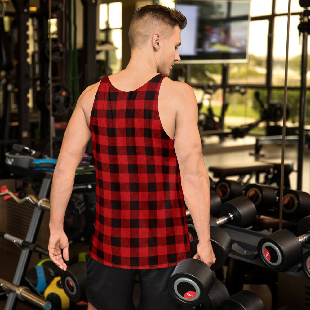 Red Buffalo Plaid Men s Tank Top All Over Print Sleeveless Shirt Red Buffalo Plaid Men s Tank Top All Over Print Sleeveless Shirt