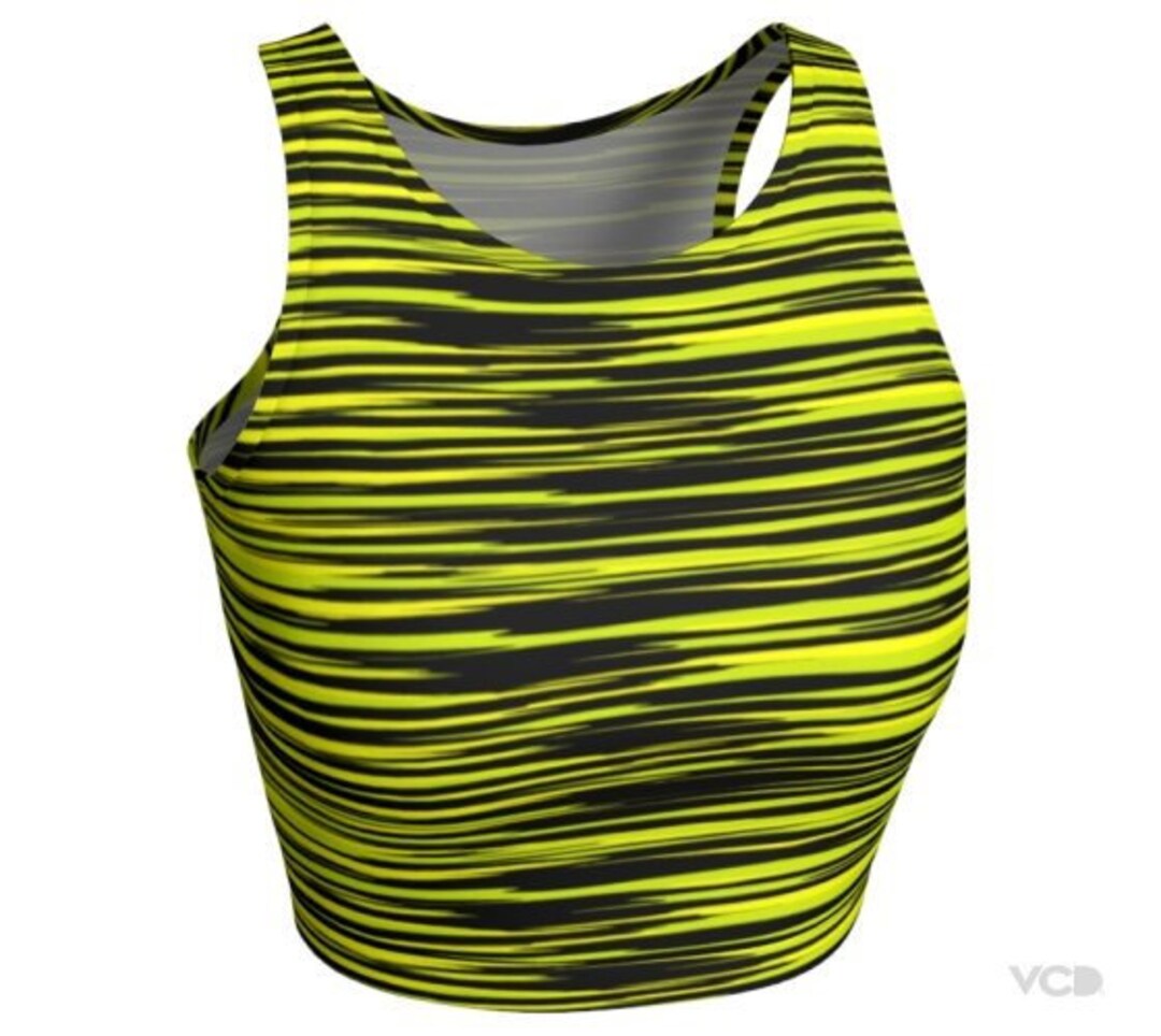 Yellow & Black Striped Crop Top: Women's Yoga Workout Top - Etsy