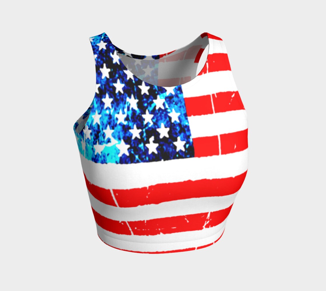 USA CROP TOP Womens American Flag Print Crop Top for Women Red | Etsy