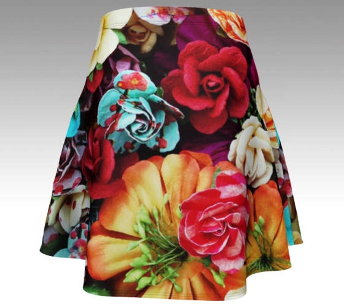 FLORAL PRINT SKIRT Womens Floral Flower Printed Art Skirt | Etsy