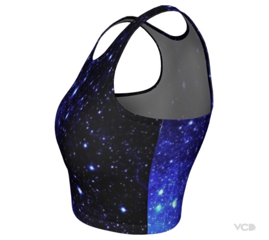 Blue Galaxy CROP TOP Womens Clothing Work Out Top Womens Tops ...