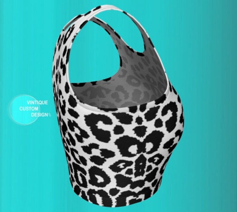 Snow LEOPARD Top Black and White Cheetah CROP TOP Womens - Etsy