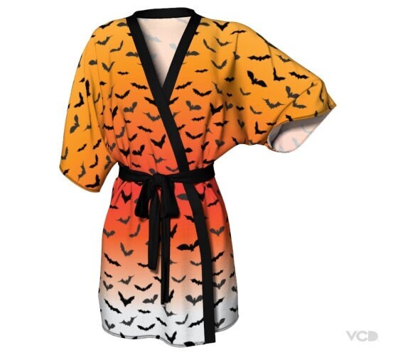 KIMONO ROBE HALLOWEEN Robe Bat Robe Luxury Kimono Robe Women's Kimono ...