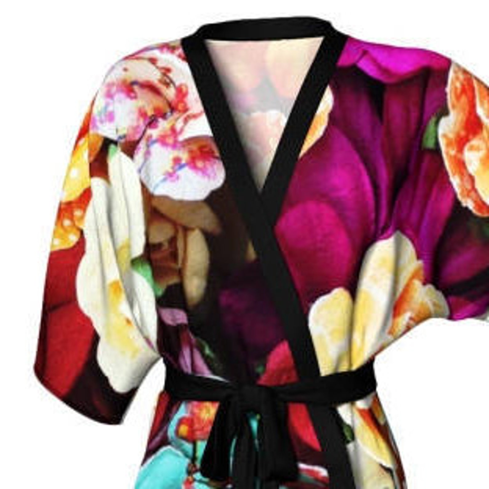 FLORAL KIMONO ROBE Womens Luxury Designer Silky Robe Floral Print ...