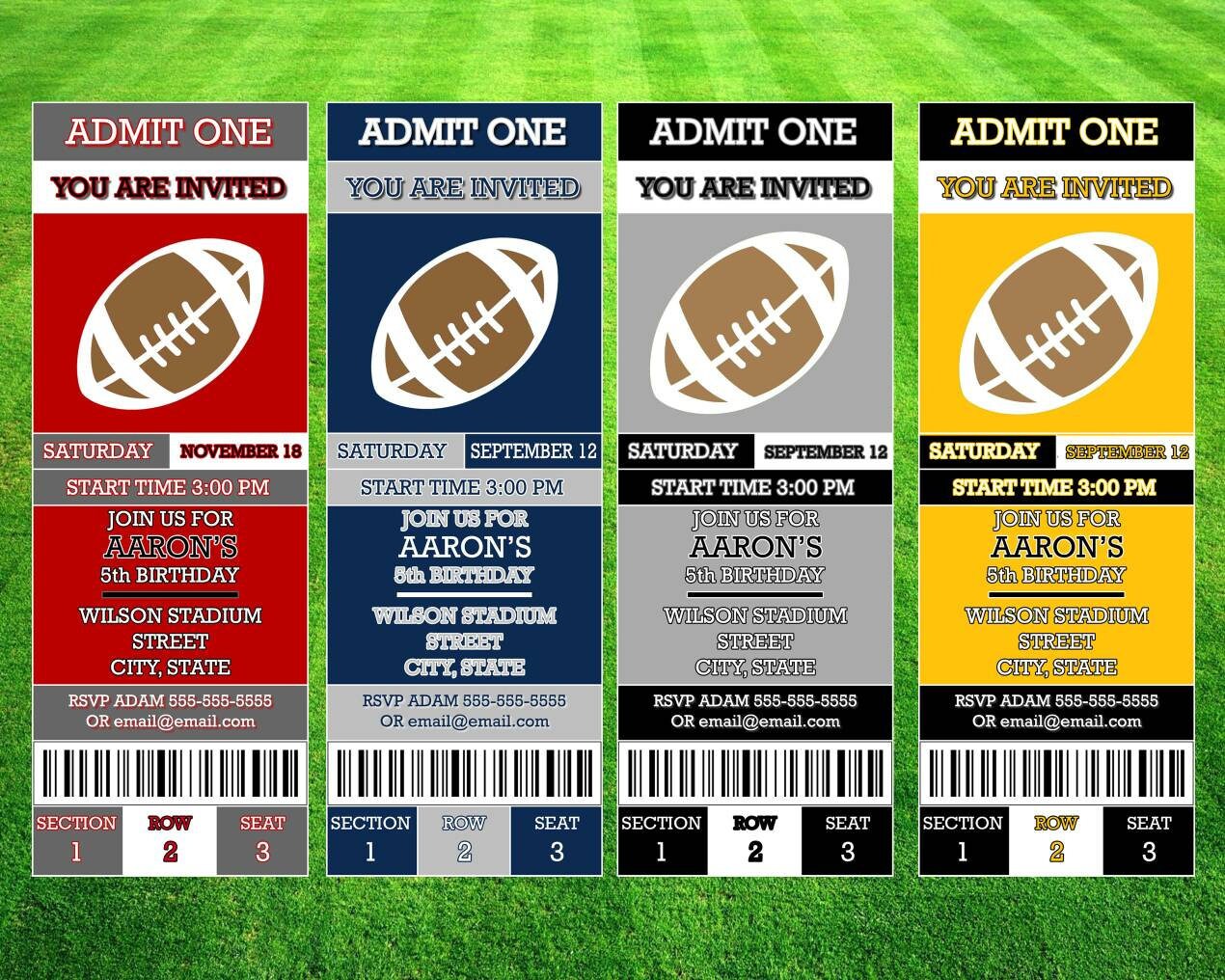 Any Sports Team Ticket Invitation & Matching Thank You Card - Etsy