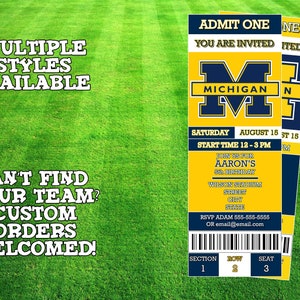 Michigan Wolverines Ticket Invitation - Etsy