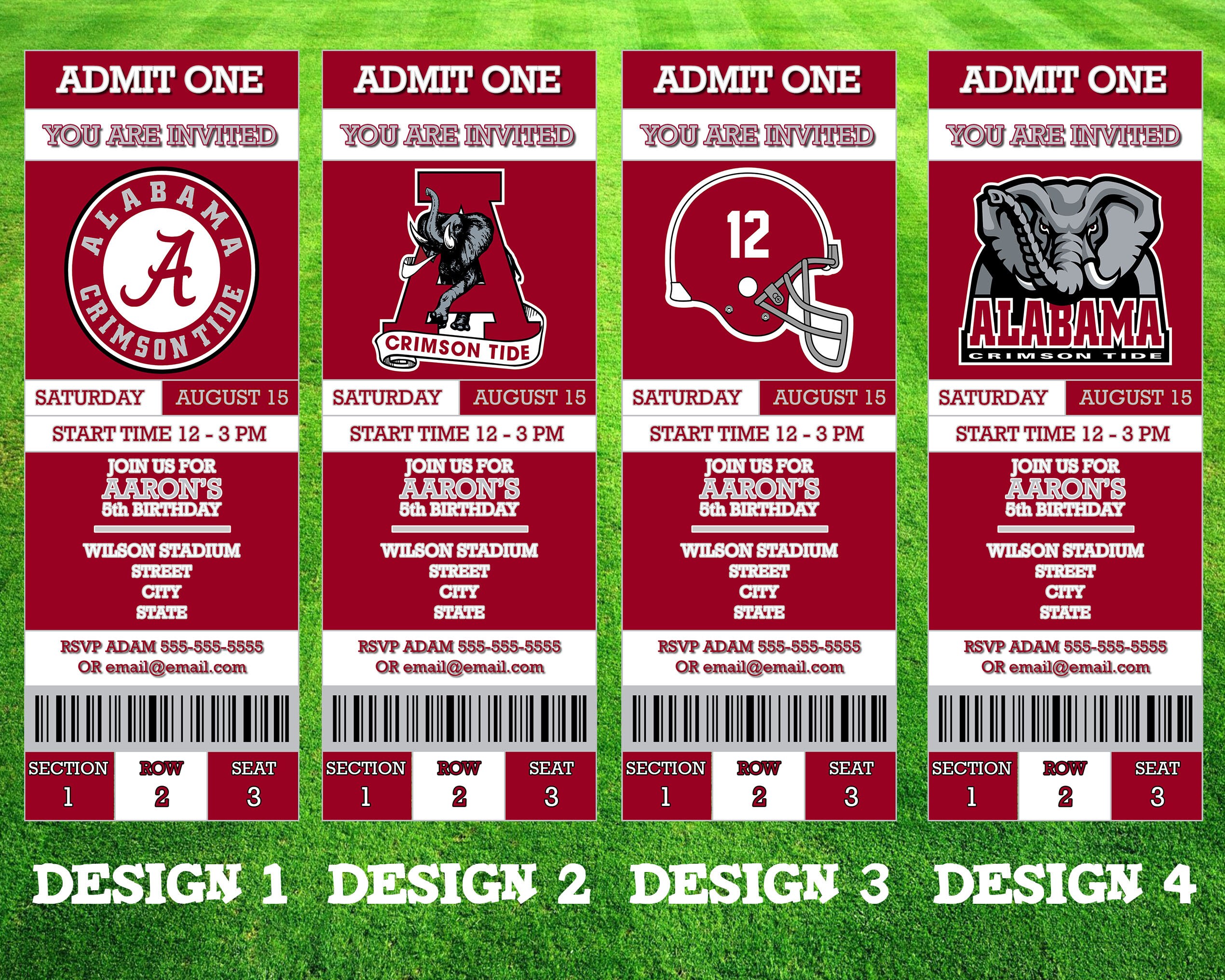 Alabama Crimson Tide Ticket Invitation - Etsy