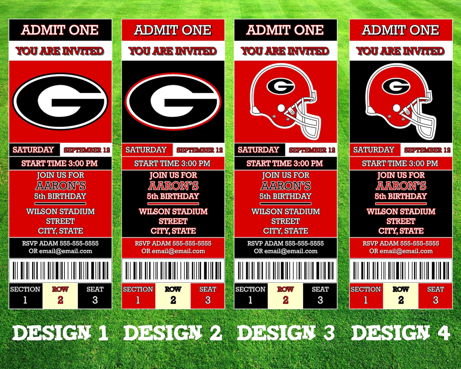 Georgia Bulldogs Ticket Invitation - Etsy