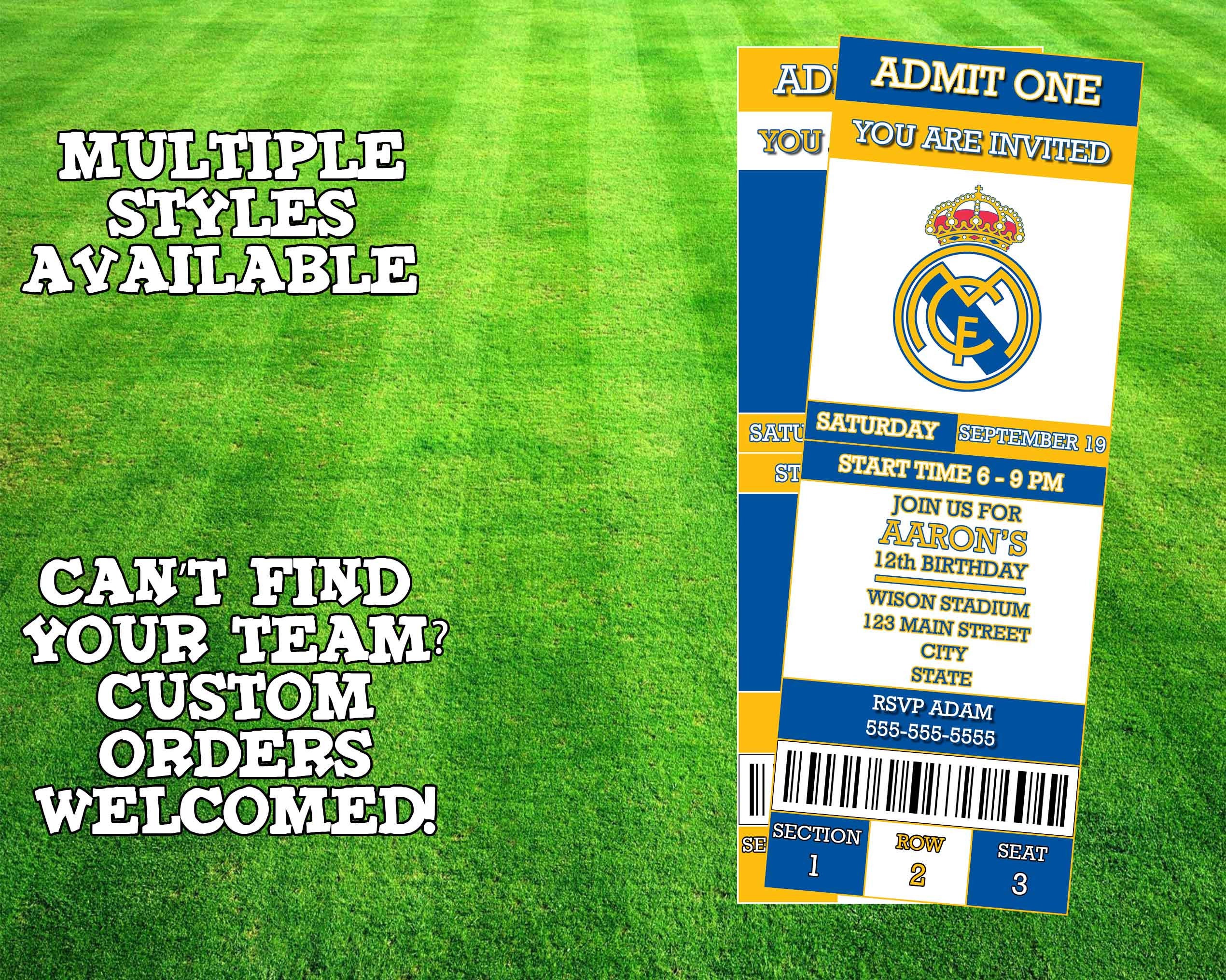 Real Madrid Ticket Invitation - Etsy