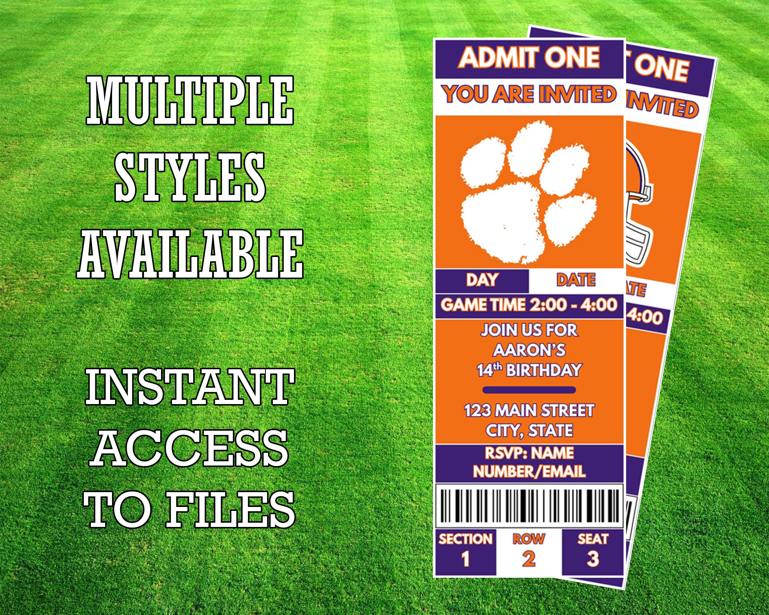 Clemson Ticket Invitation - Etsy