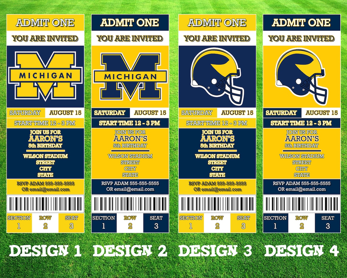 Michigan Wolverines Ticket Invitation - Etsy