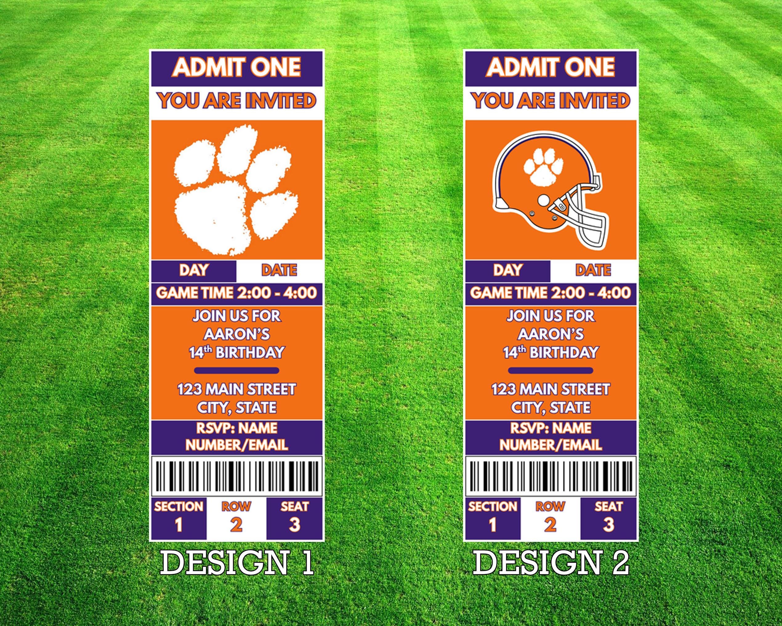 Clemson Ticket Invitation - Etsy