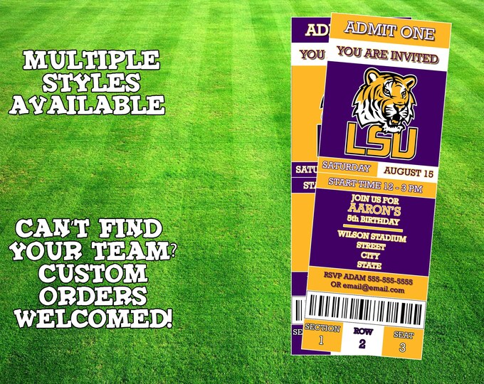 LSU Tigers Brother and Sister Birthday Invitations, LSU Birthday ...