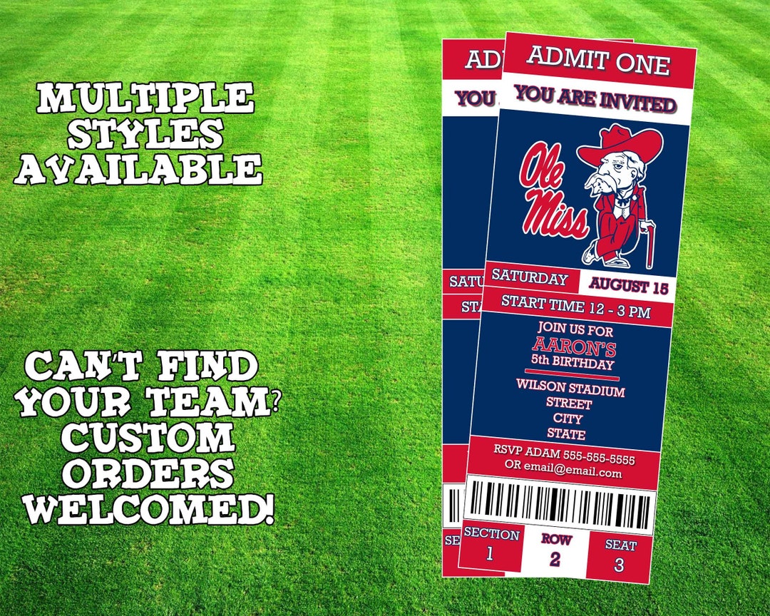 Ole Miss Rebels Ticket Invitation - Etsy