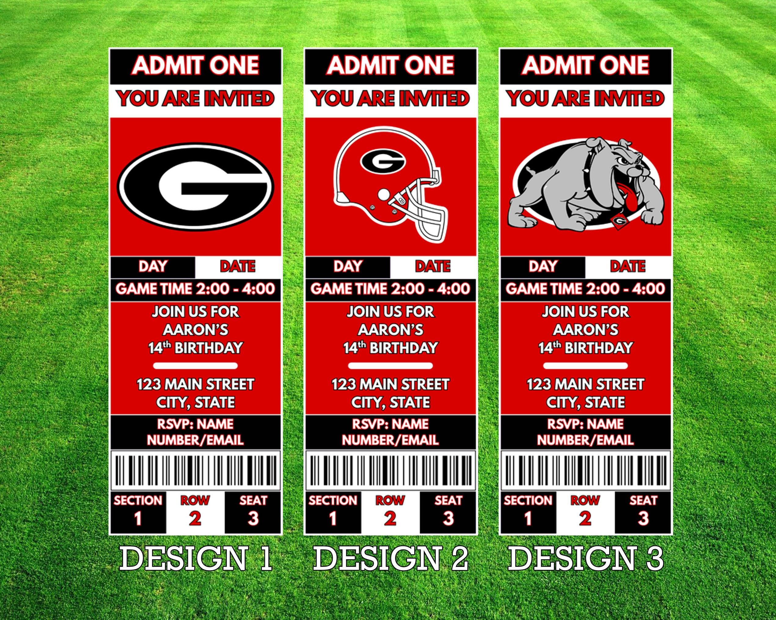 Georgia Bulldogs Ticket Invitation - Etsy