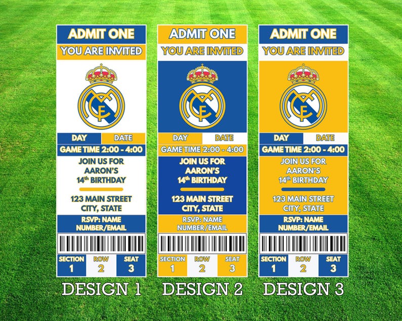 Real Madrid Ticket Invitation - Etsy