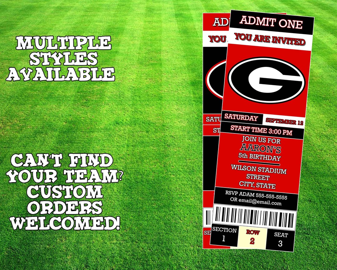 Georgia Bulldogs Ticket Invitation - Etsy