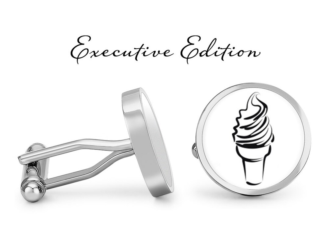 Ice Cream Cone Cufflinks - Artsy Ice Cream Cufflinks - Dessert Cufflink ...