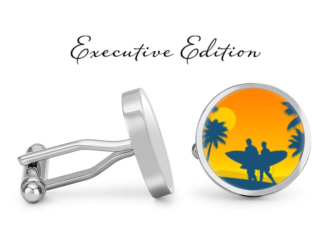 Sunrise Surfer Cufflinks - Surf Cufflinks - Surfer Cuff Link - Surfing ...