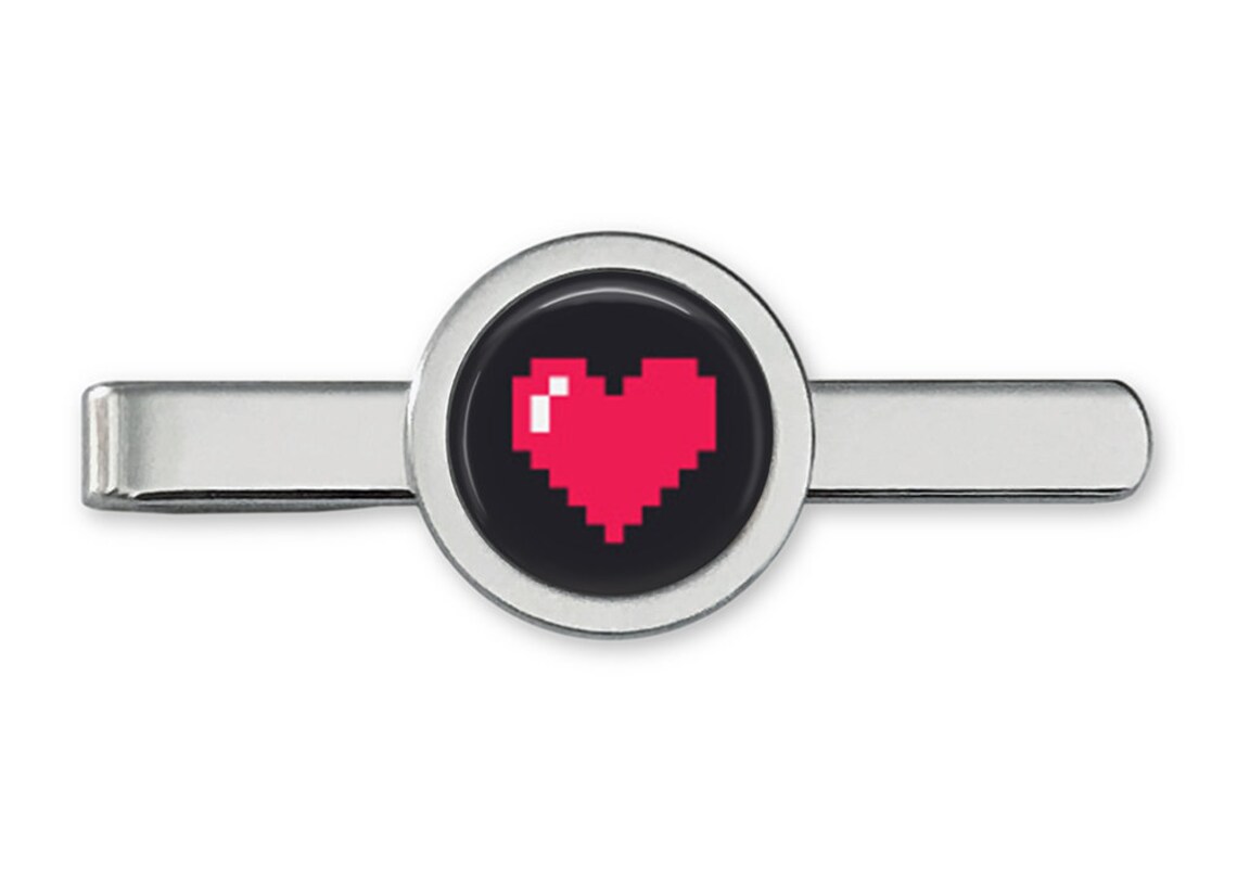 Digital Heart Tie Clip - Valentine's Tie Bar - Pixelated Heart Tie Clip ...