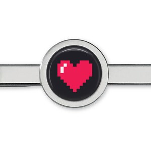Digital Heart Tie Clip - Valentine's Tie Bar - Pixelated Heart Tie Clip ...