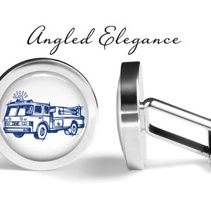 Retro Firetruck Cufflinks - Firefighter Cuff Links - Fireman Cufflink ...