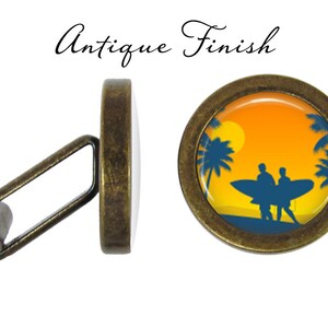 Sunrise Surfer Cufflinks - Surf Cufflinks - Surfer Cuff Link - Surfing ...