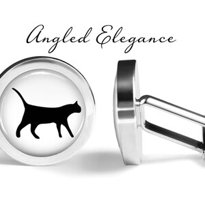 Cat Silhouette Cufflinks - Cat Cufflinks - Cat Cuff Links - Prowling ...