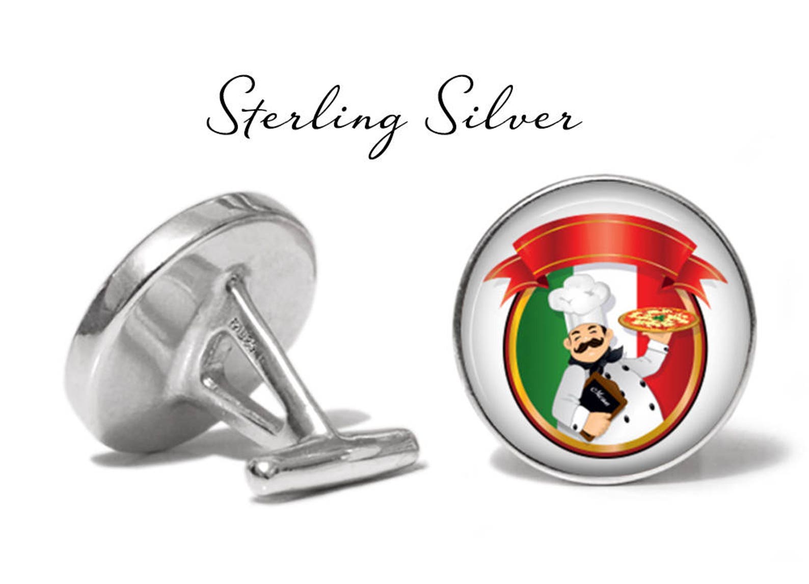 Italian Pizza Chef Cufflinks Italy Cufflinks Pizza Cuff | Etsy