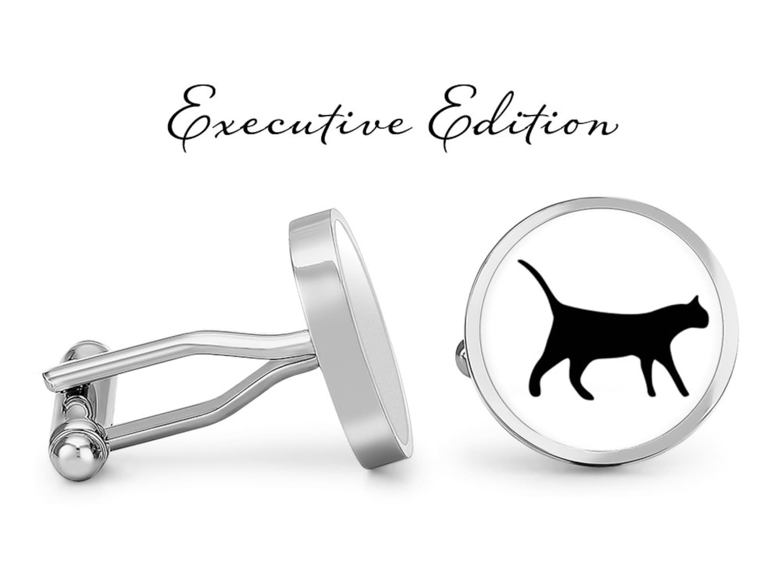 Cat Silhouette Cufflinks - Cat Cufflinks - Cat Cuff Links - Prowling ...