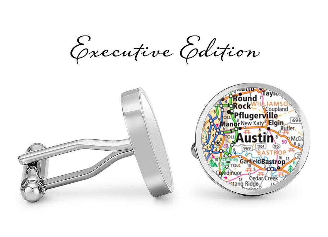 Austin Cufflinks Texas Cuff Links City Map Cufflink (lifetime Guarantee ...