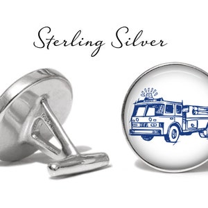 Retro Firetruck Cufflinks - Firefighter Cuff Links - Fireman Cufflink ...