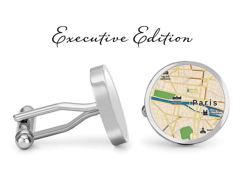 Paris Cufflinks France Cuff Links City Map Cufflink (lifetime Guarantee ...