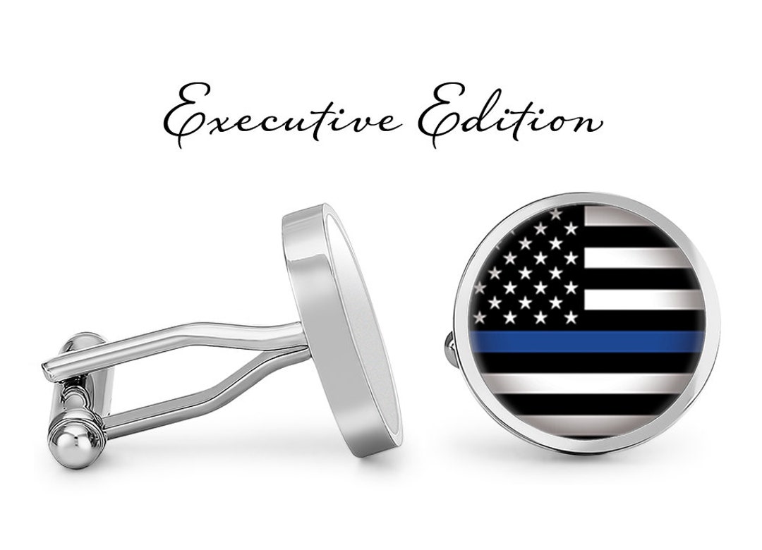 American Flag Blue Line Cufflinks Law Enforcement Cuff Links Police ...