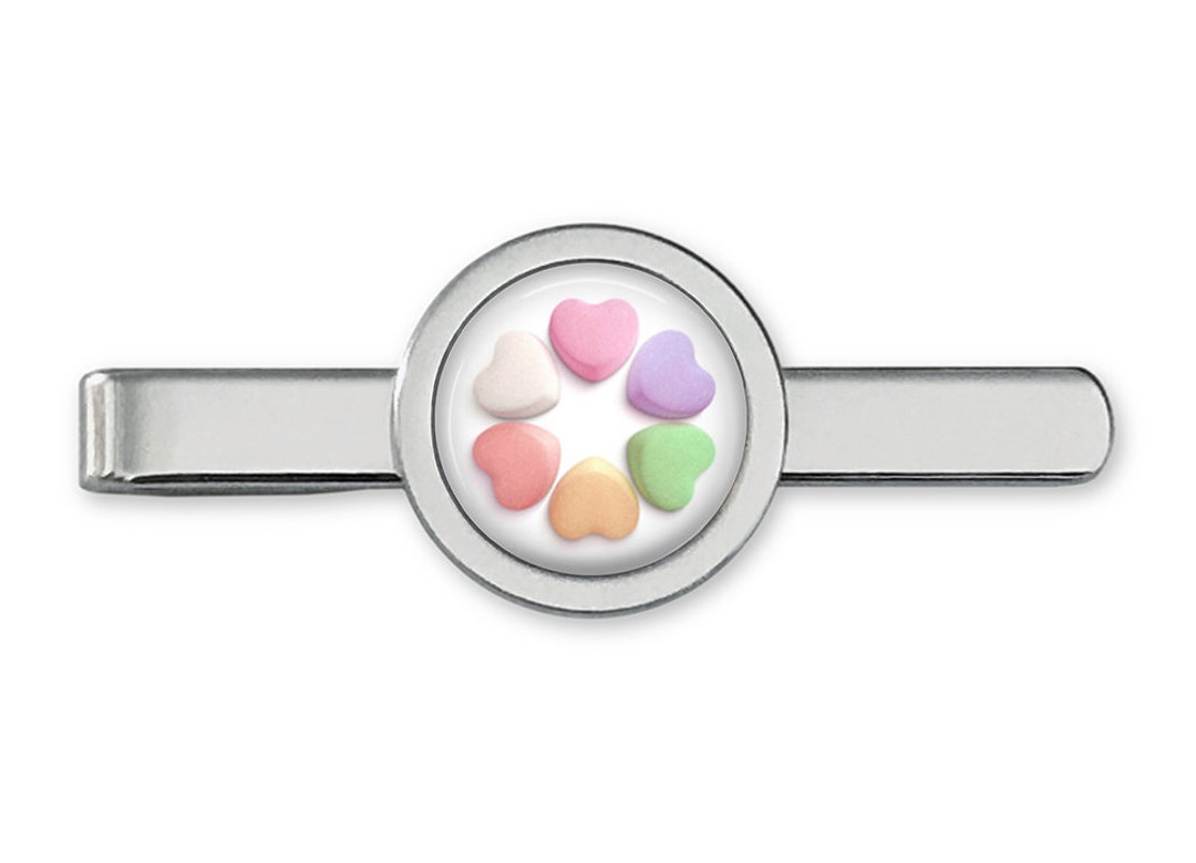 Candy Heart Tie Clip Valentine's Candy Tie Bar Heart Tie Clip Cufflinks ...