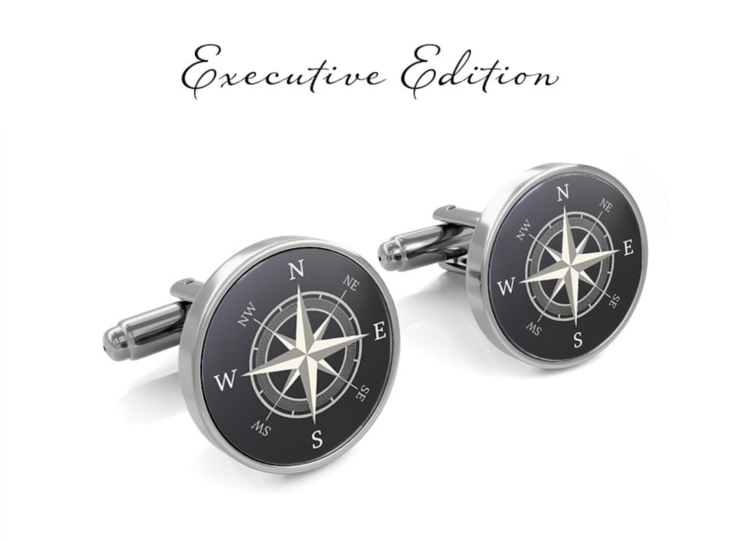 Nautical Cufflinks Compass Cuff Links Map Cufflink (lifetime Guarantee ...