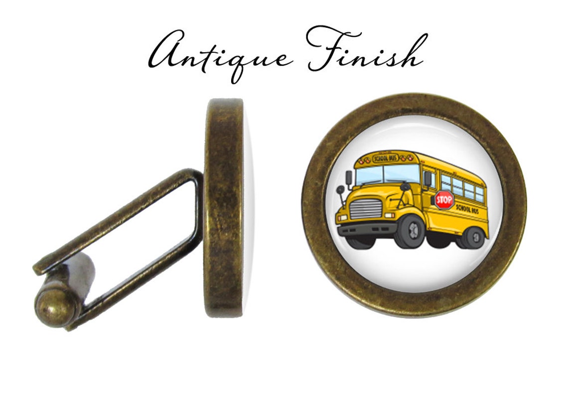 Cufflinks - Cartoon School Bus Cufflinks - Schoolbus Cufflink - Bus ...