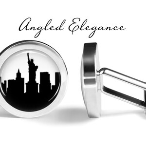 New York Cufflinks - New York Skyline - NYC Cufflink - New York Wedding ...