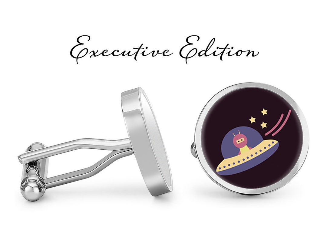 UFO Cufflinks Flying Saucer Cuff Links Alien Cufflink Extra Terrestrial ...