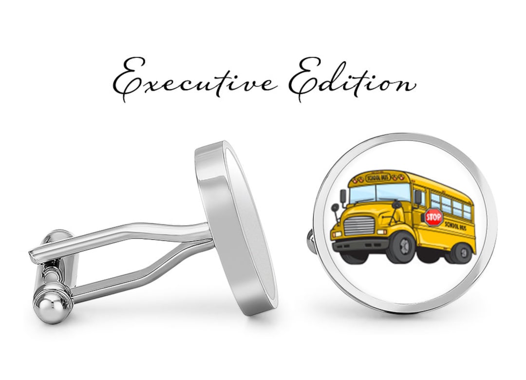 Cufflinks - Cartoon School Bus Cufflinks - Schoolbus Cufflink - Bus ...