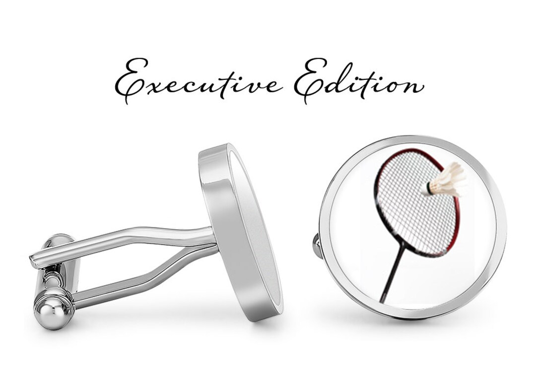 Badminton Racquet Cufflinks - Badminton Cuff Links - Shuttlecock ...