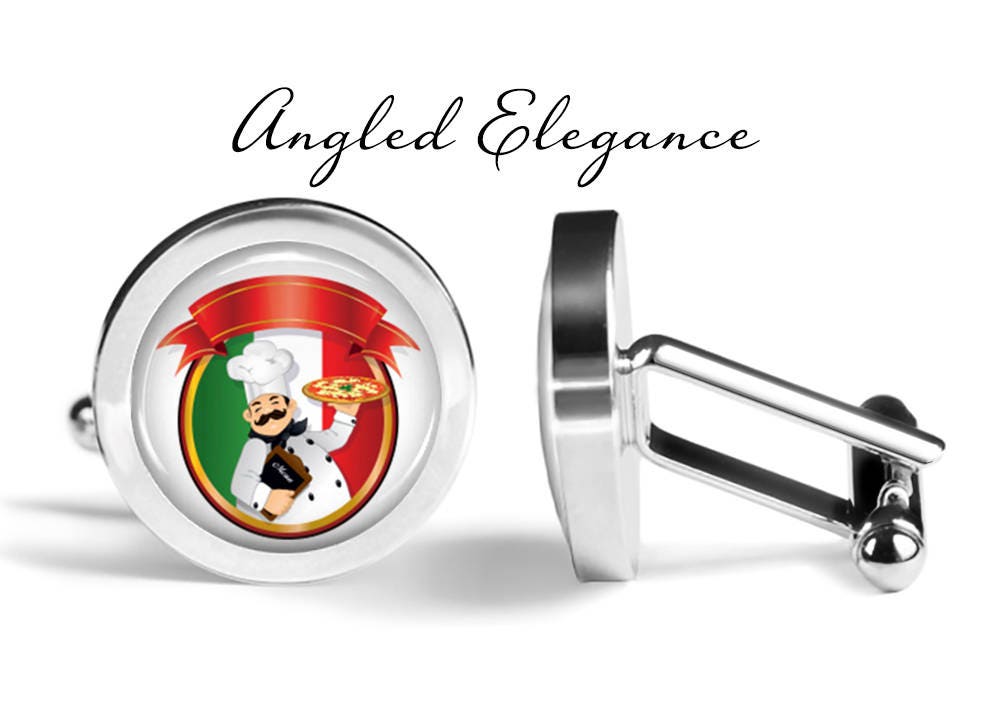Italian Pizza Chef Cufflinks - Italy Cufflinks - Pizza Cuff Links ...